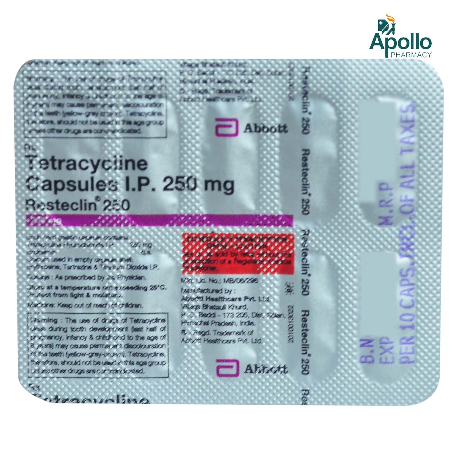 Resteclin 250 Capsule 10's Price, Uses, Side Effects, Composition ...