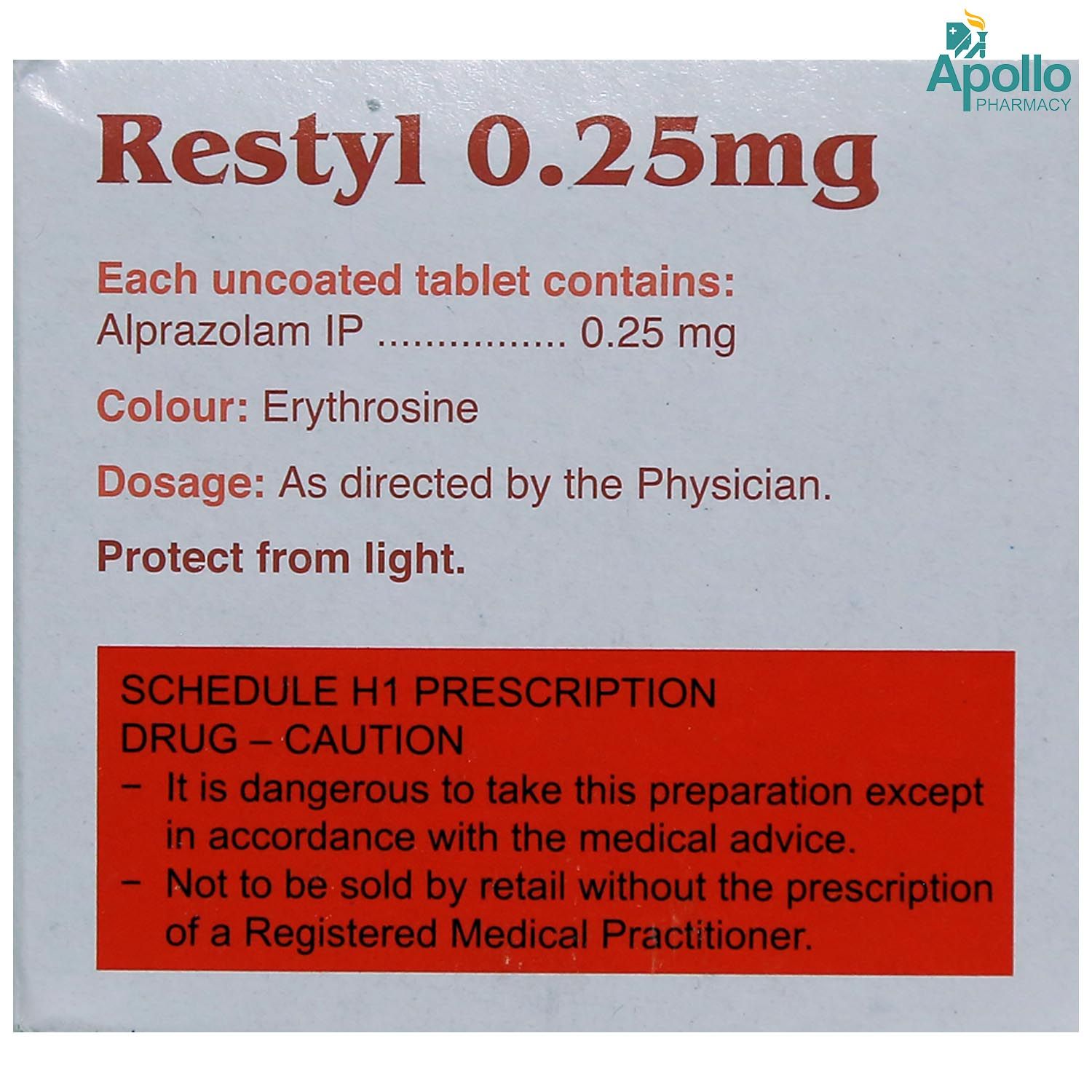 Restyl 0.25 mg Tablet | Uses, Side Effects, Price | Apollo Pharmacy