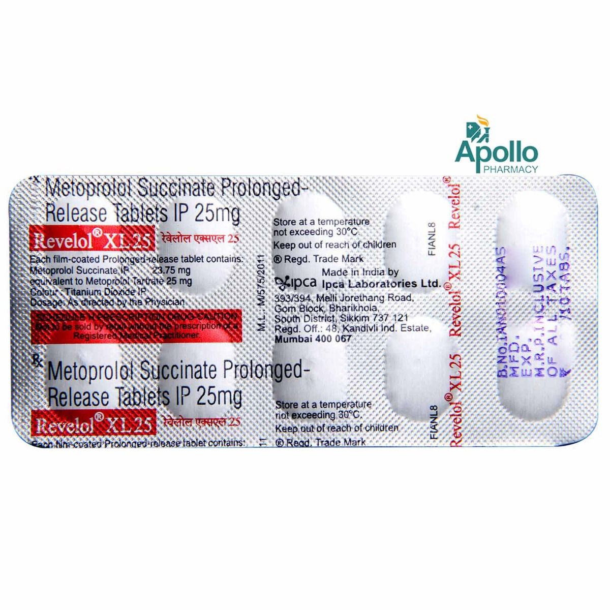 Revelol XL 25 Tablet 10's Price, Uses, Side Effects, Composition ...