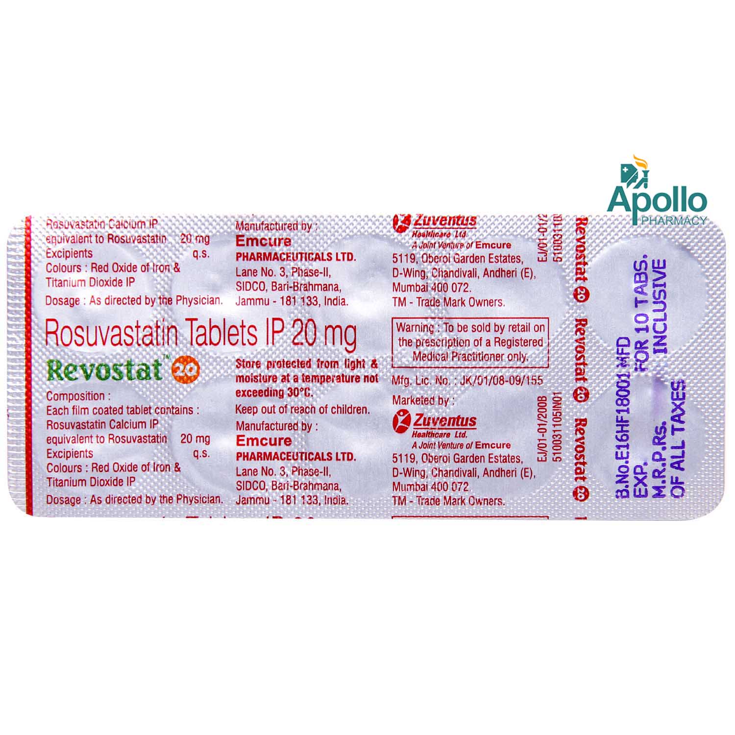 Revostat 20 Tablet 10's Price, Uses, Side Effects, Composition - Apollo ...
