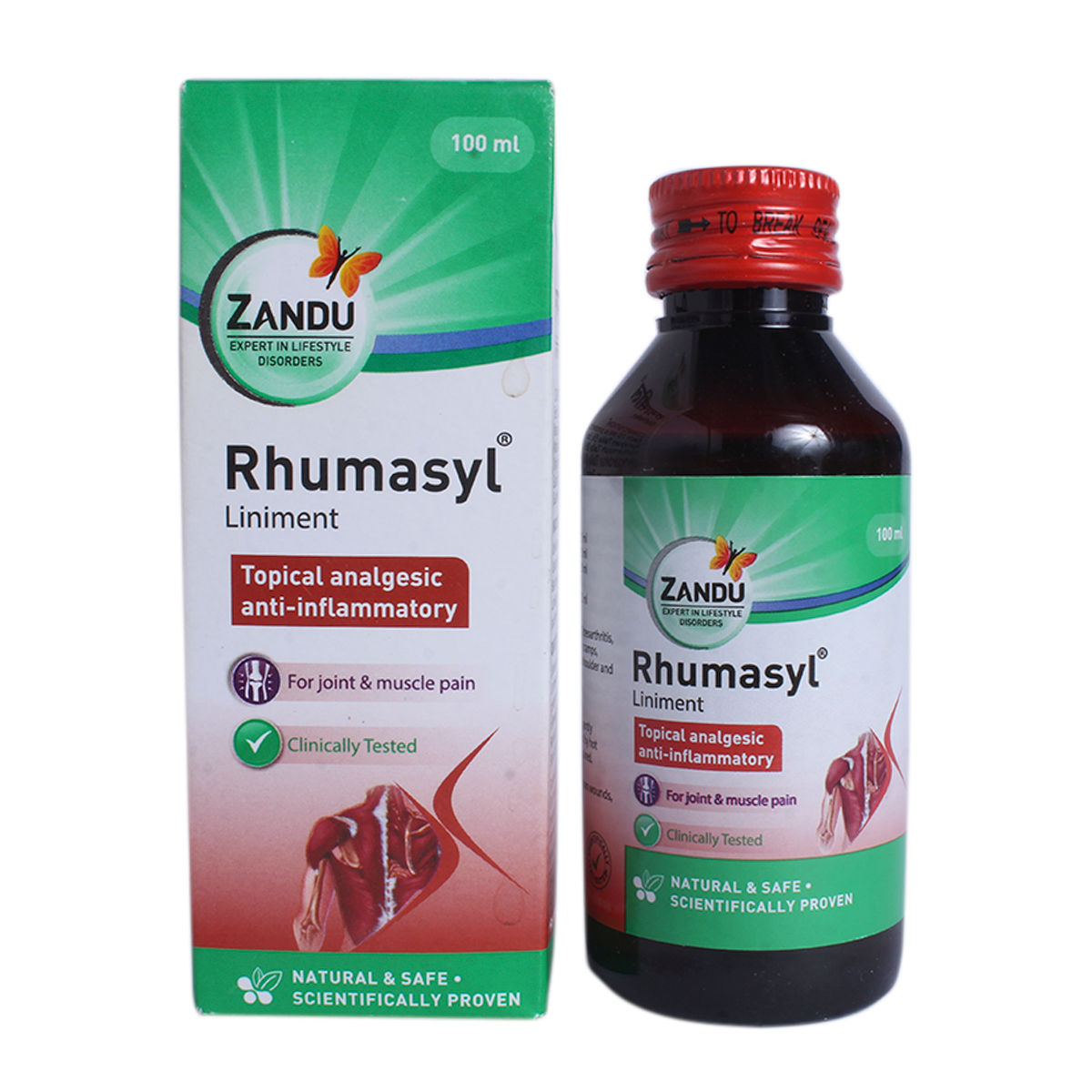 Zandu Rhumasyl Liniment, 100 ml Price, Uses, Side Effects, Composition ...