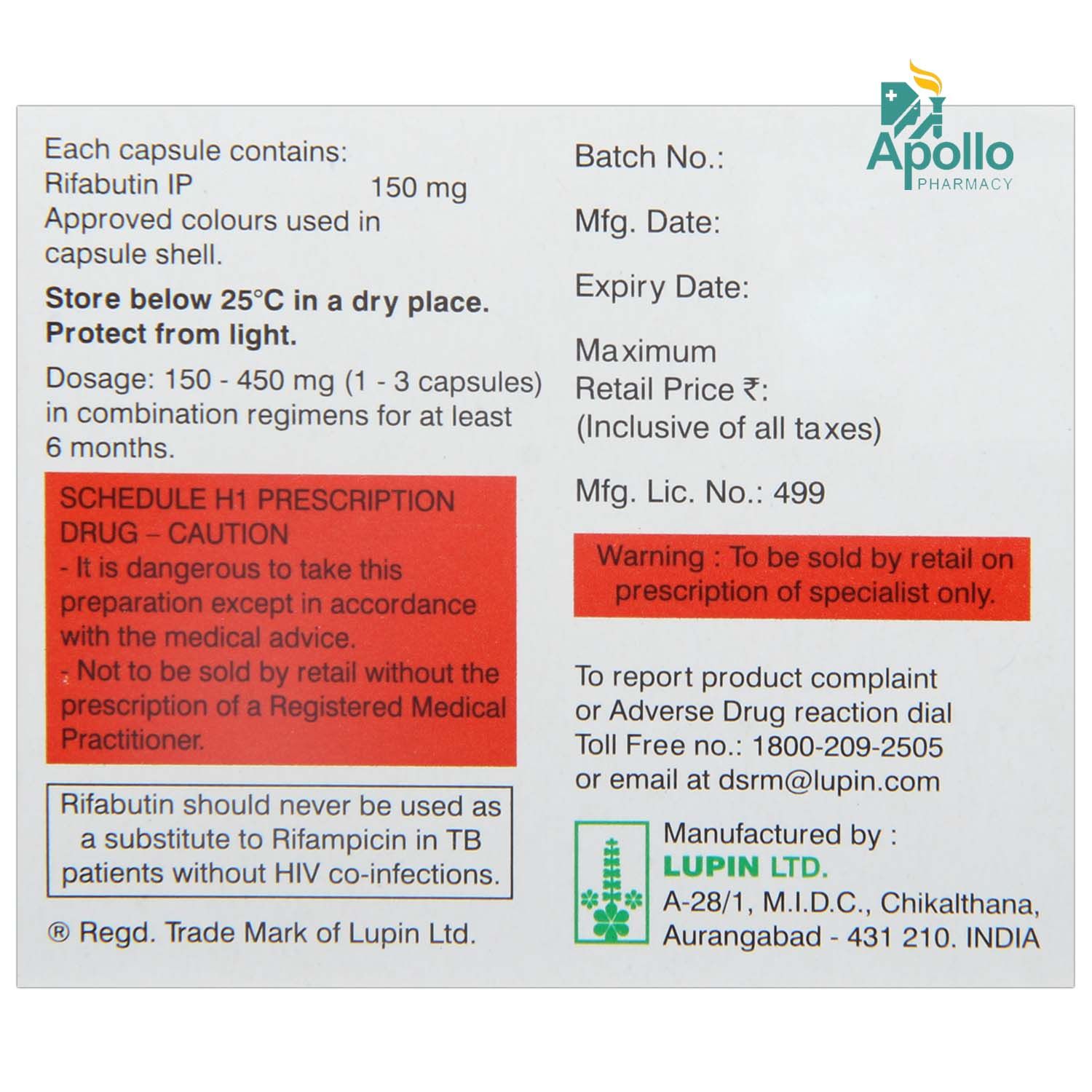 Ributin Capsule 6's Price, Uses, Side Effects, Composition - Apollo ...