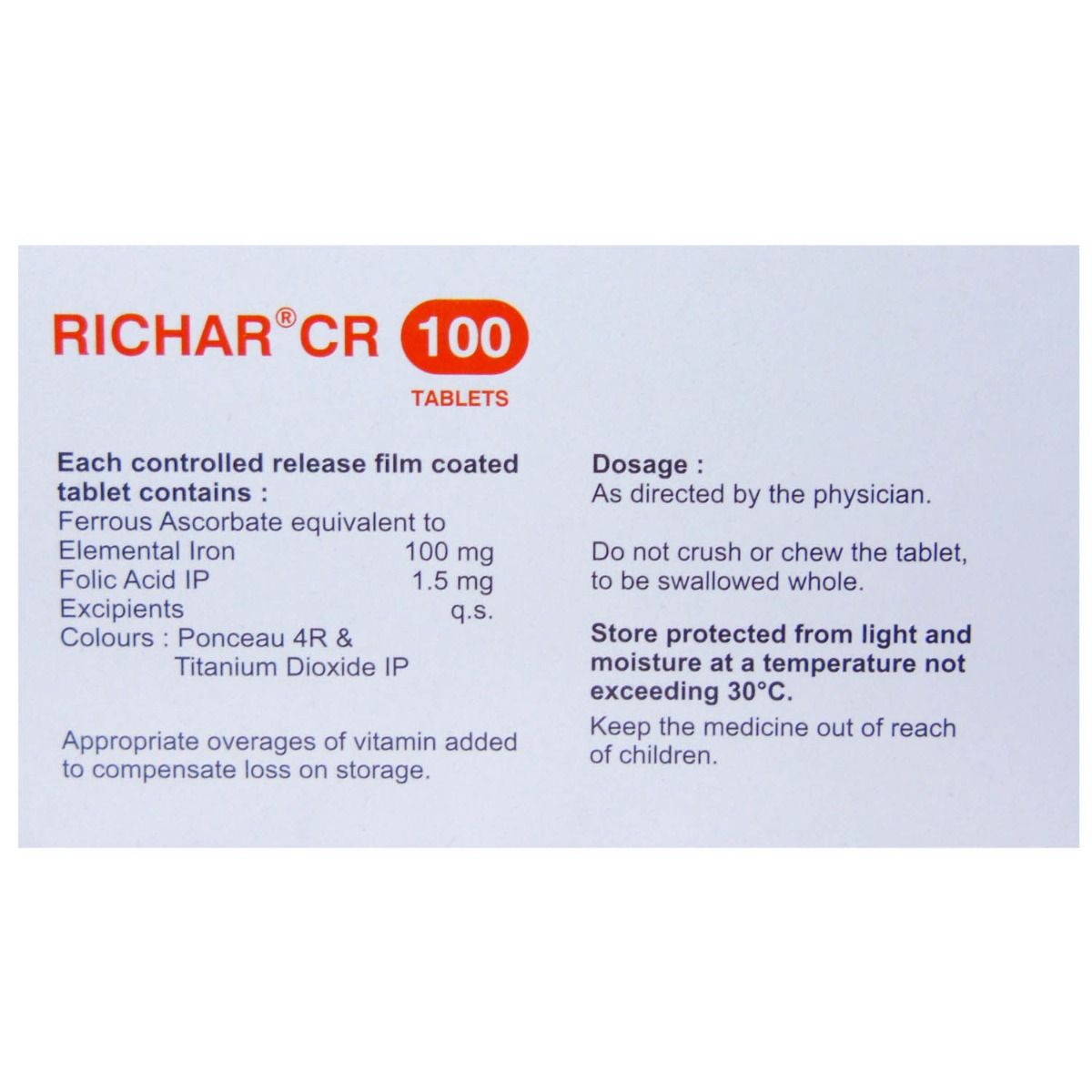 Richar CR 100 Tablet | Uses, Side Effects, Price | Apollo Pharmacy