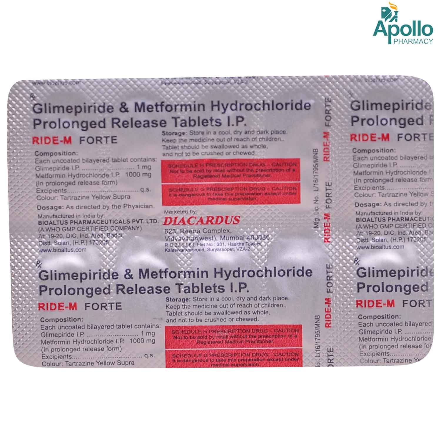 RIDE M FORTE 1MG TABLET 10'S Price, Uses, Side Effects, Composition ...