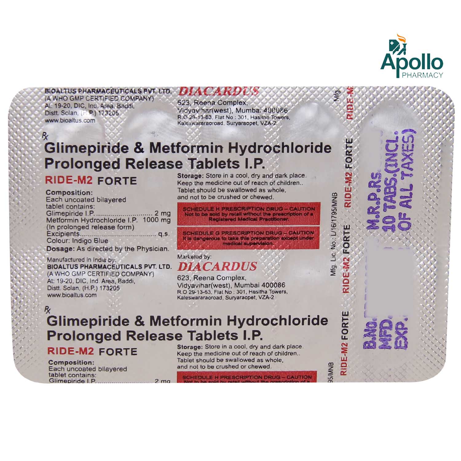 Ride-M2 Forte Tablet 10's Price, Uses, Side Effects, Composition ...