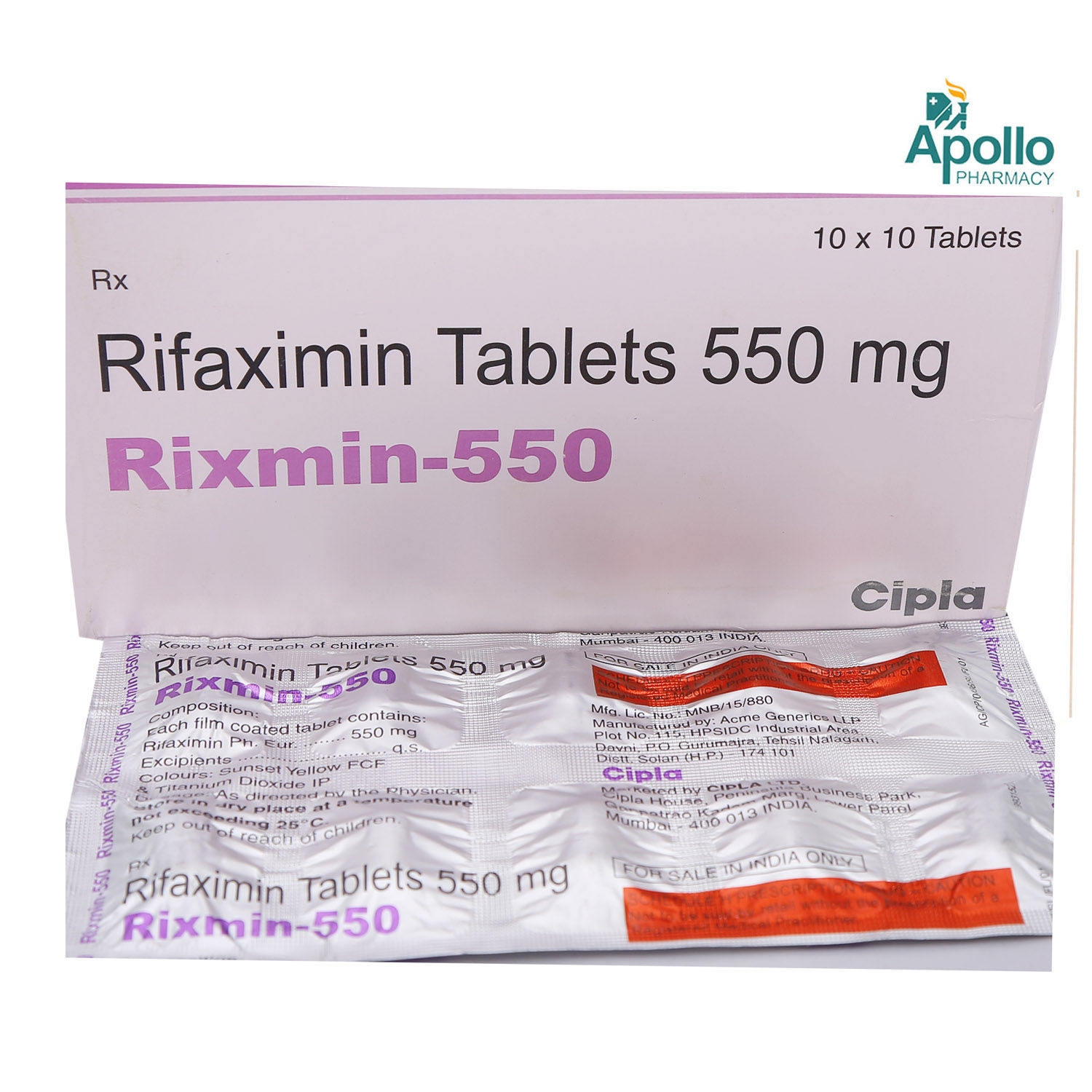 Rixmin-550 Tablet | Uses, Side Effects, Price | Apollo Pharmacy