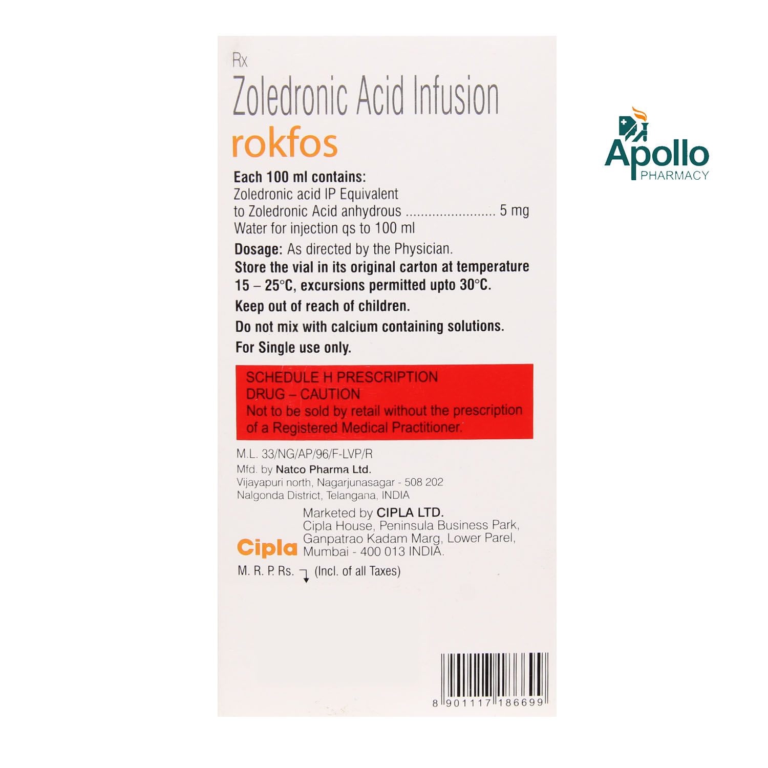 Rokfos Infusion 100 ml Price, Uses, Side Effects, Composition - Apollo ...