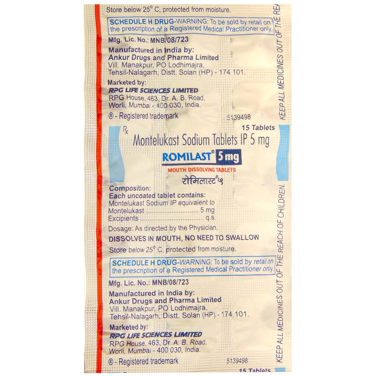 Romilast 5 mg Tablet 15's Price, Uses, Side Effects, Composition ...