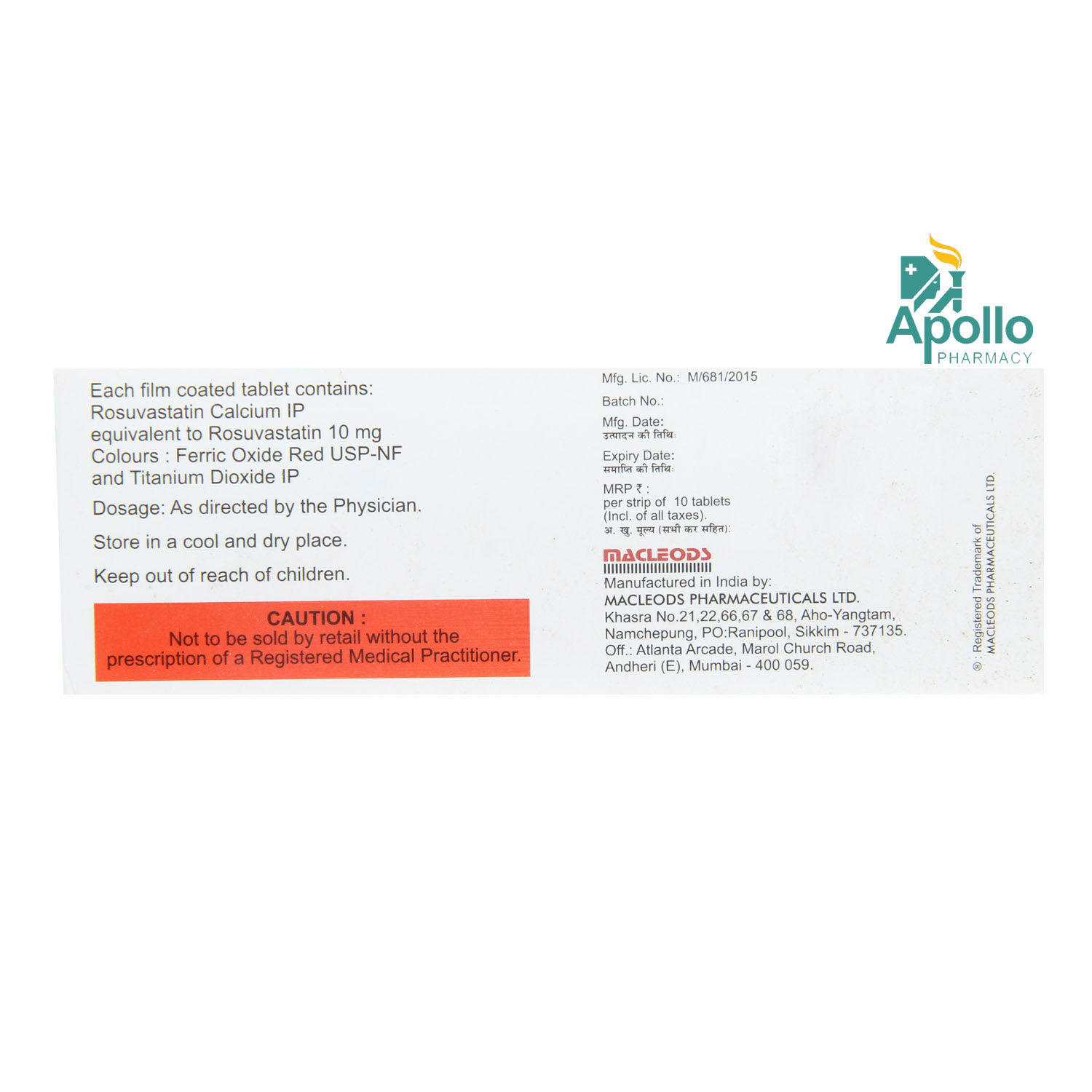 Rosumac 10 Tablet | Uses, Side Effects, Price | Apollo Pharmacy