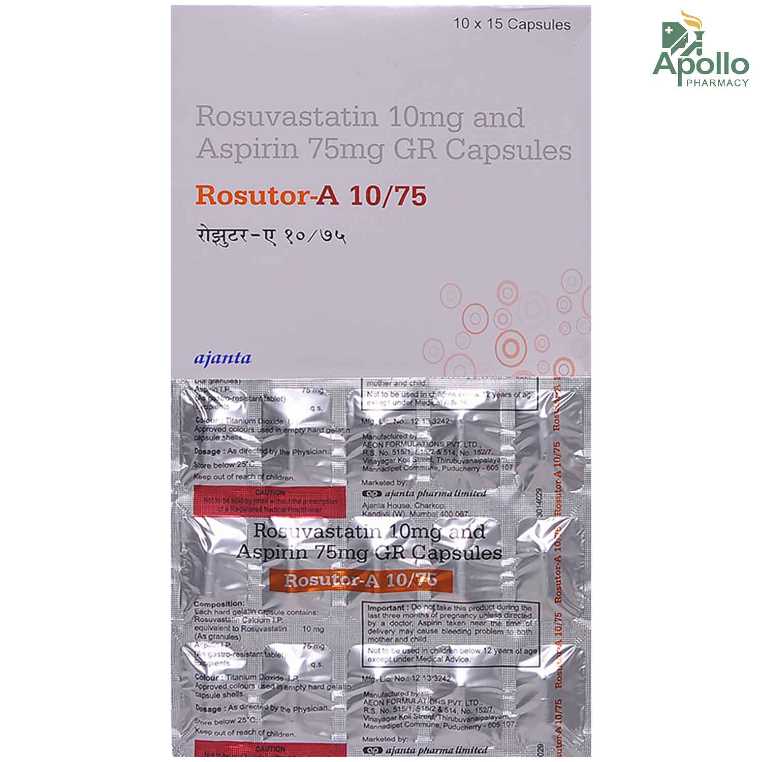 Rosutor A 10/75 Capsule | Uses, Side Effects, Price | Apollo Pharmacy
