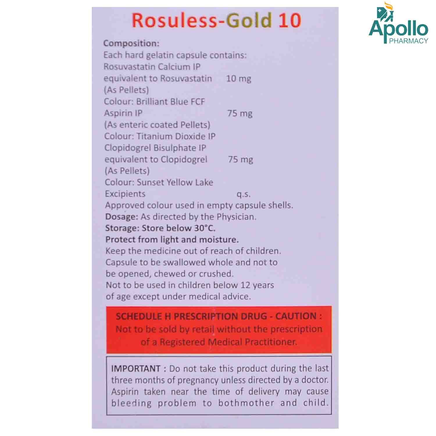 Rosuless Gold Capsule 10's Price, Uses, Side Effects, Composition ...