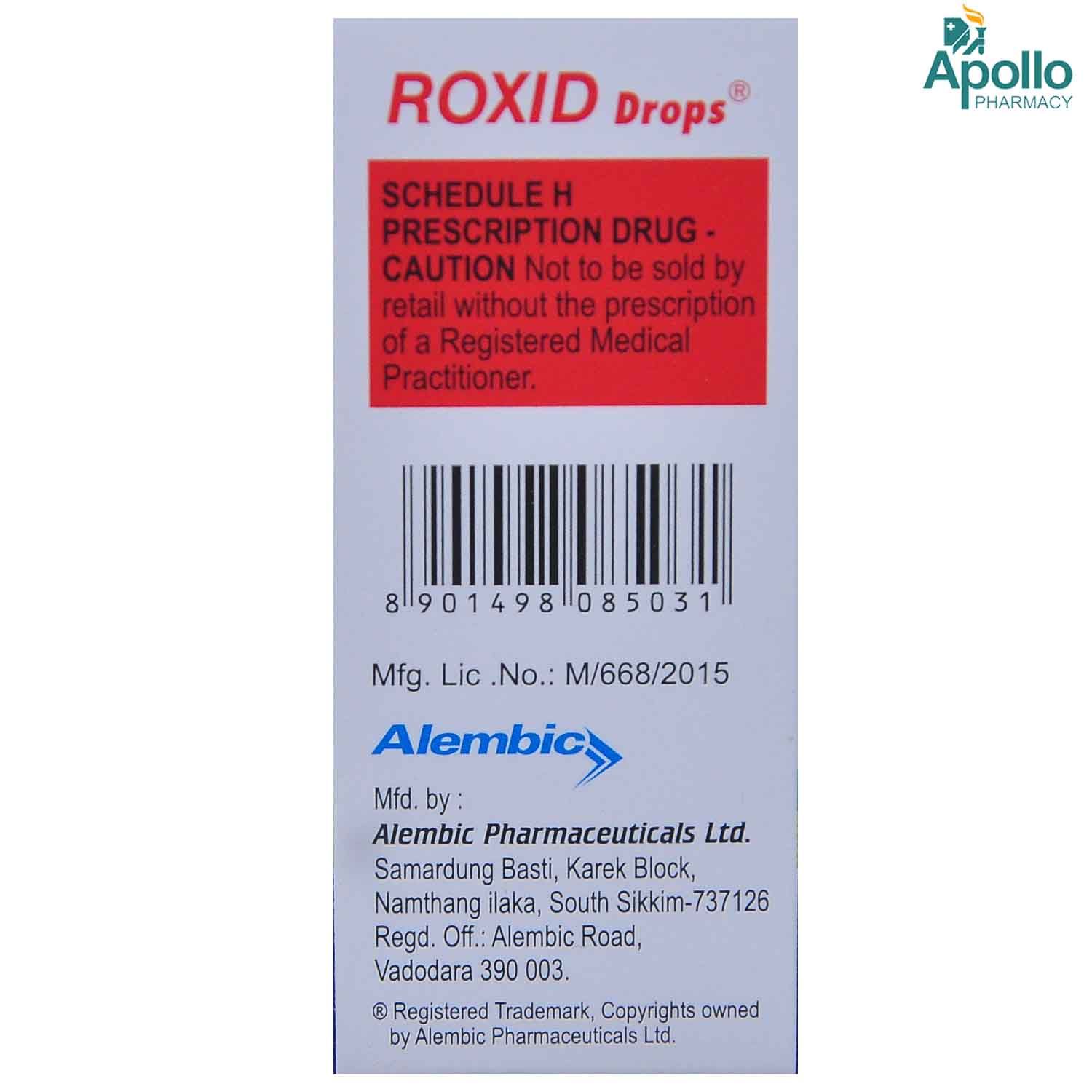 ROXID DROPS 10ML Price, Uses, Side Effects, Composition - Apollo Pharmacy