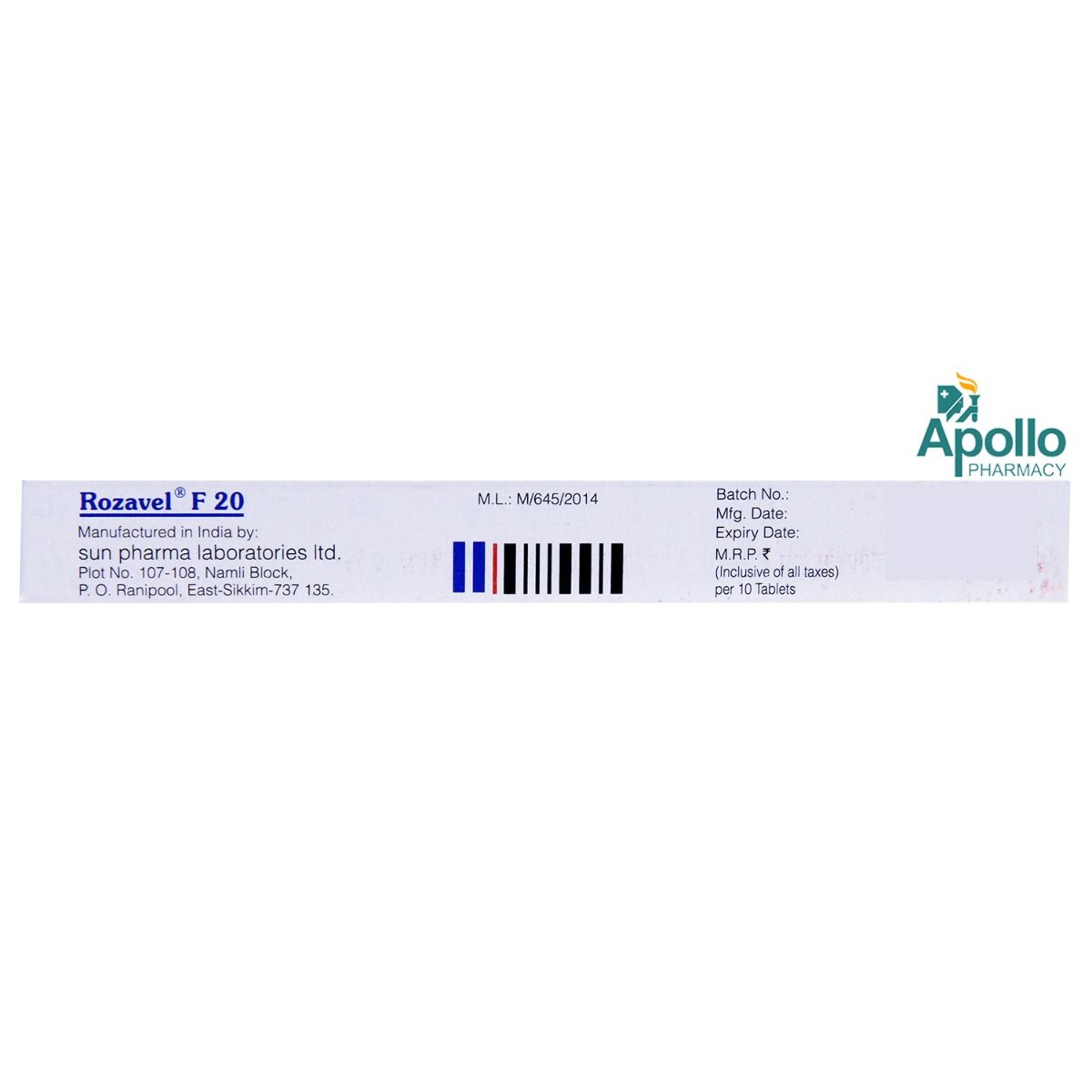 Rozavel F 20 Tablet 10's Price, Uses, Side Effects, Composition ...