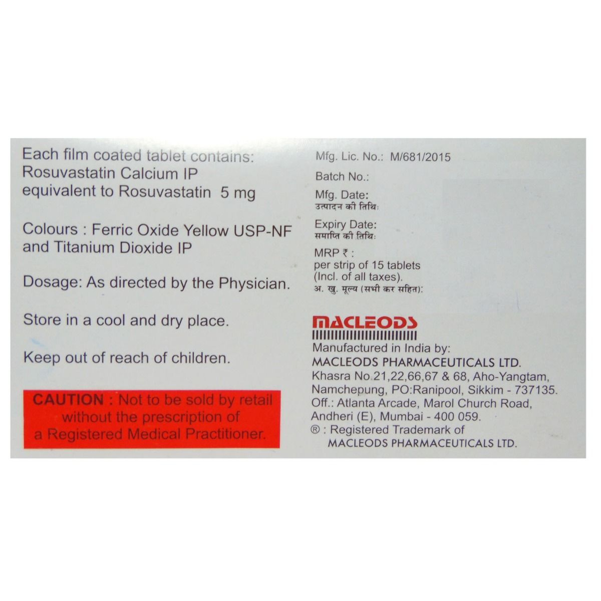 Rozustat 5 Tablet 15's Price, Uses, Side Effects, Composition - Apollo ...