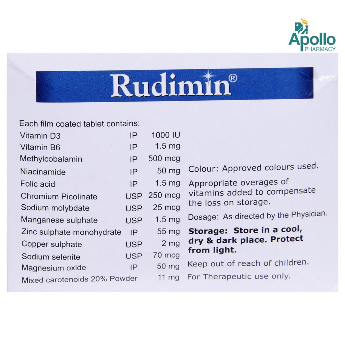 Rudimin Tablet 10's Price, Uses, Side Effects, Composition - Apollo ...