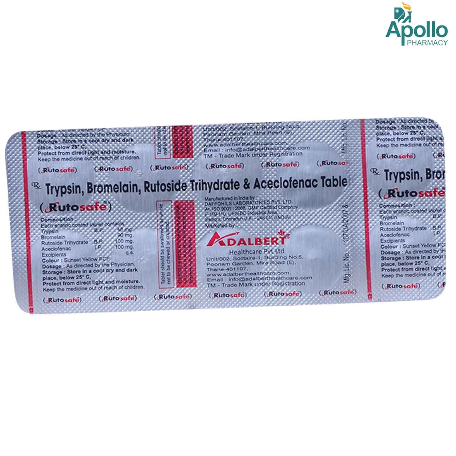 RUTOSAFE TABLET 10'S Price, Uses, Side Effects, Composition - Apollo ...