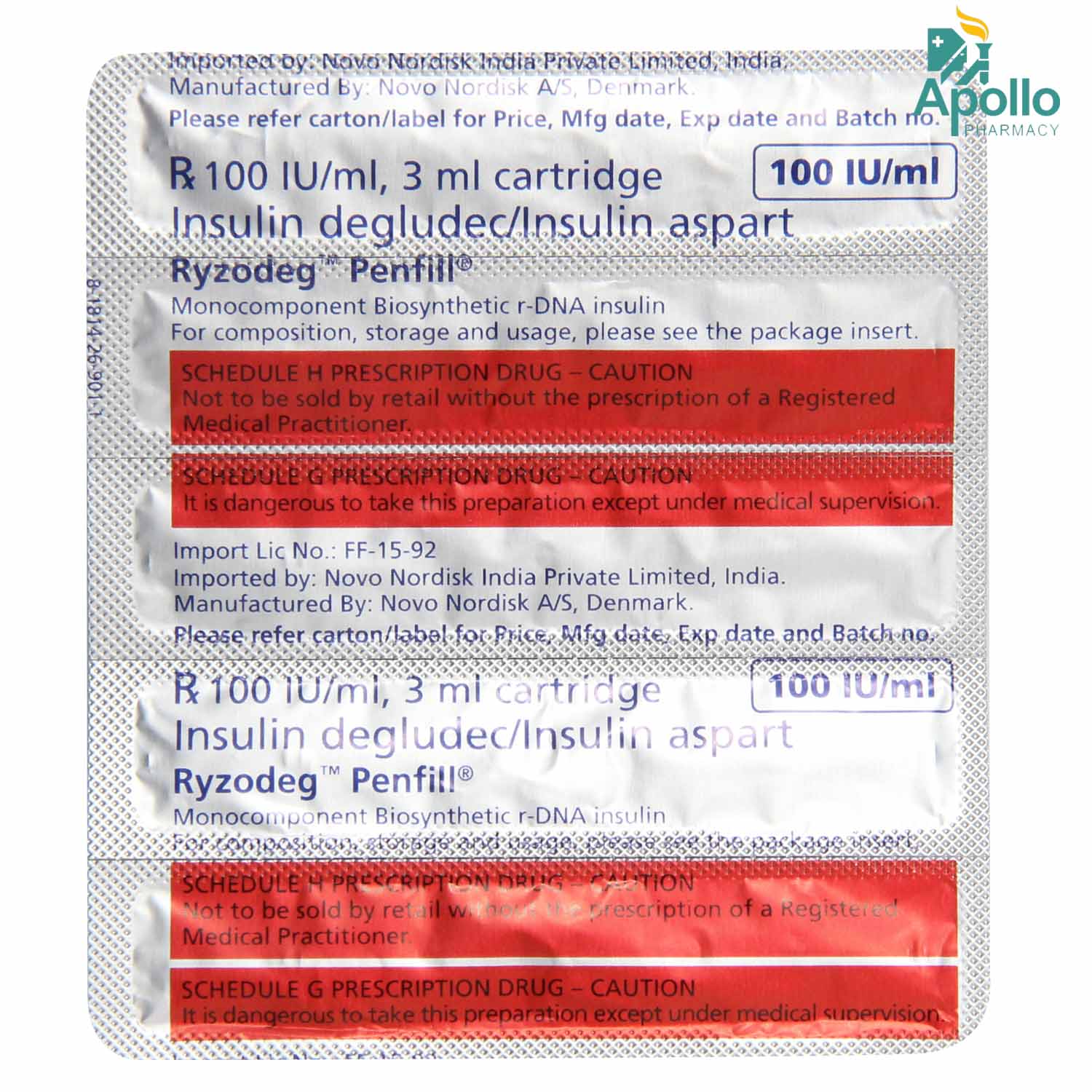 Ryzodeg 100IU/ml Penfill 3 ml Price, Uses, Side Effects, Composition ...