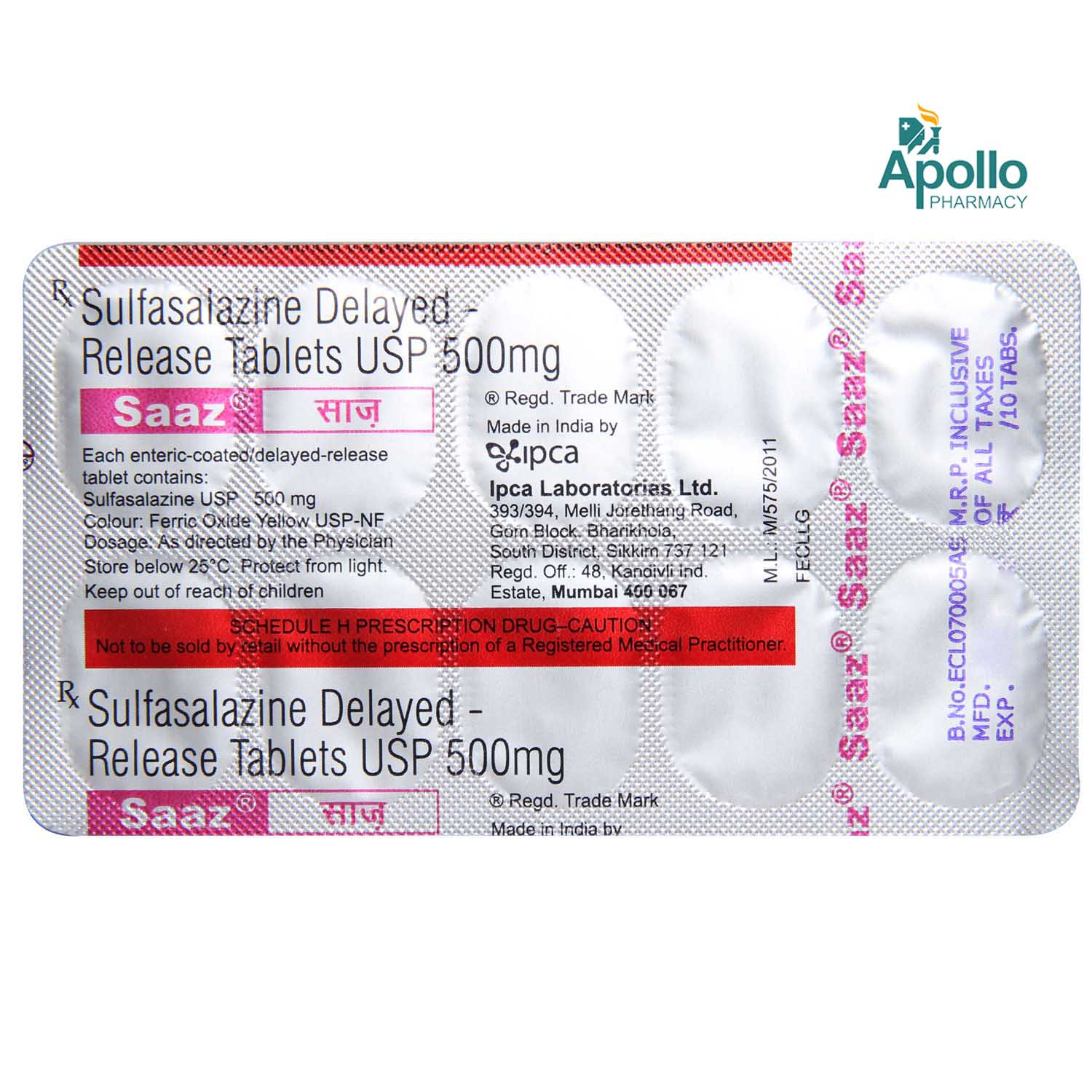 Saaz Tablet 10's Price, Uses, Side Effects, Composition - Apollo Pharmacy