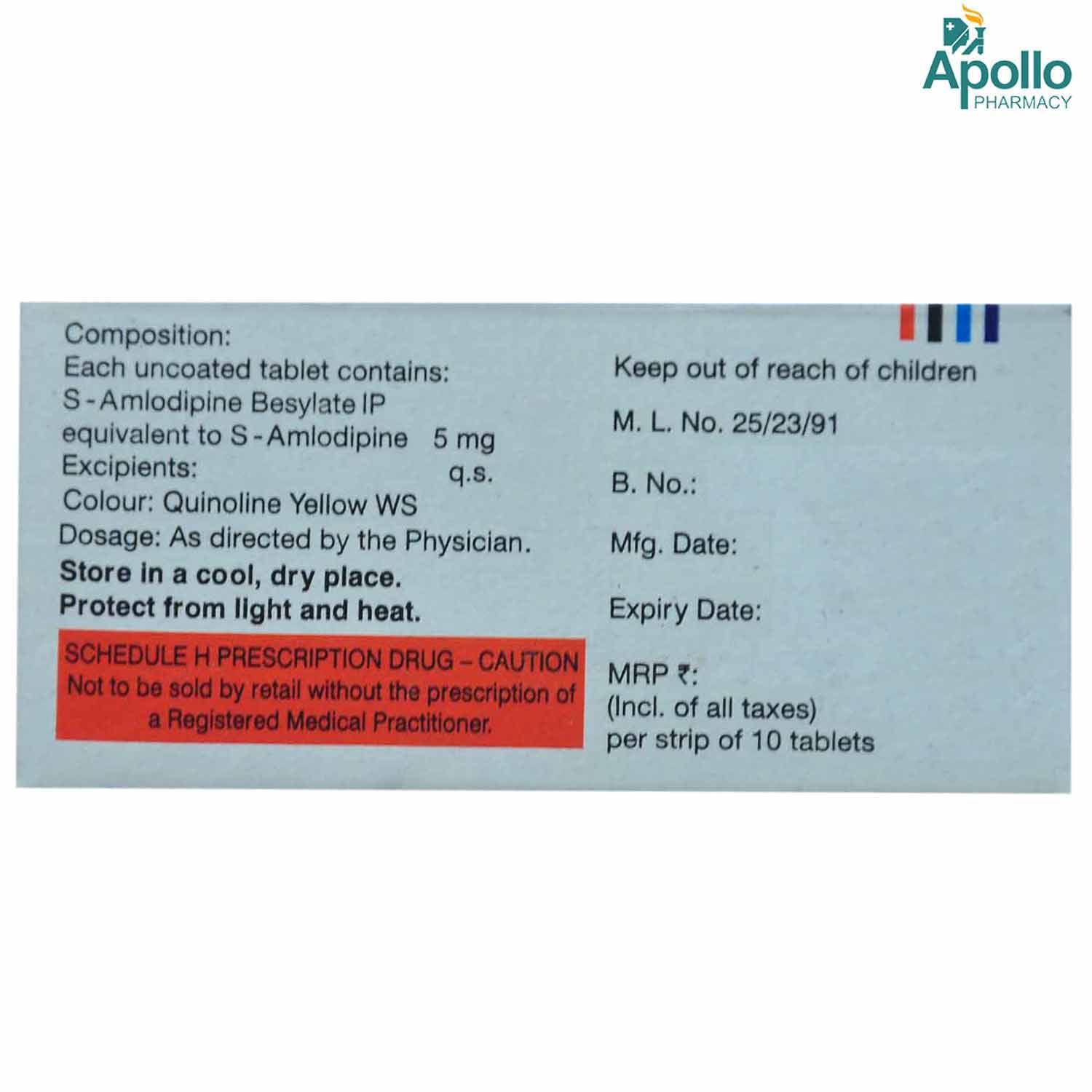 S Amlosafe 5mg Tablet 10's Price, Uses, Side Effects, Composition ...