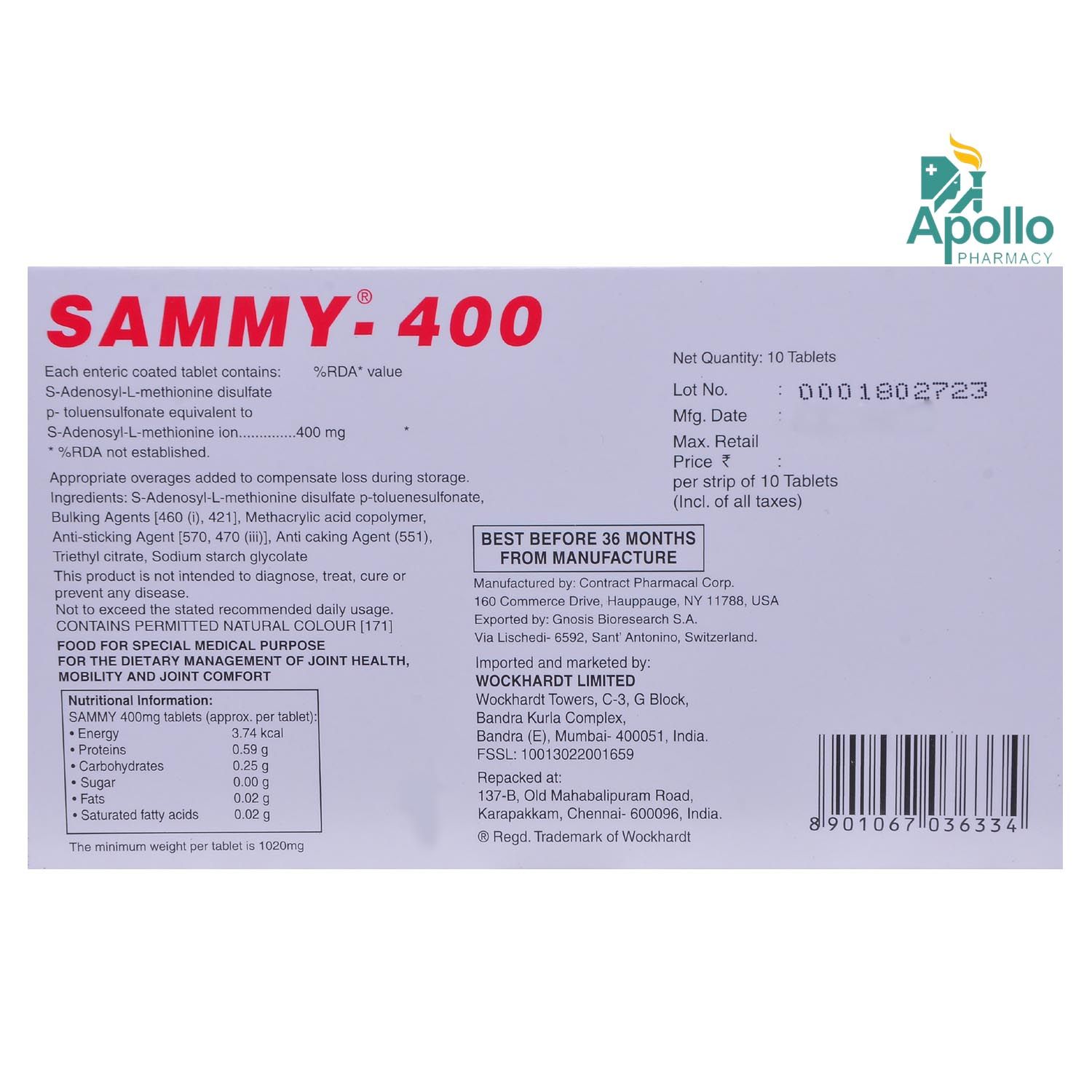 Sammy-400 Tablet 10's Price, Uses, Side Effects, Composition - Apollo ...