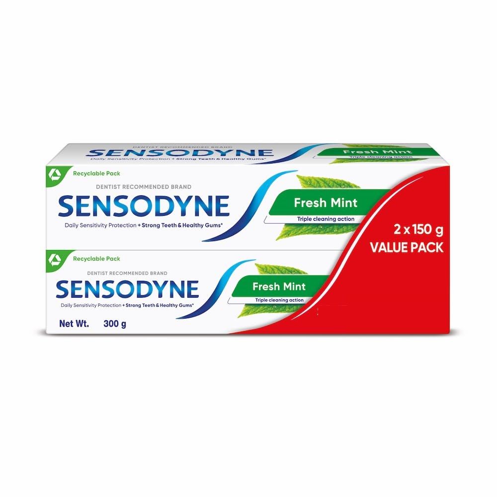 Buy Sensodyne Fresh Mint Toothpaste, 300 gm (2 x 150gm) | 19 Minutes ...