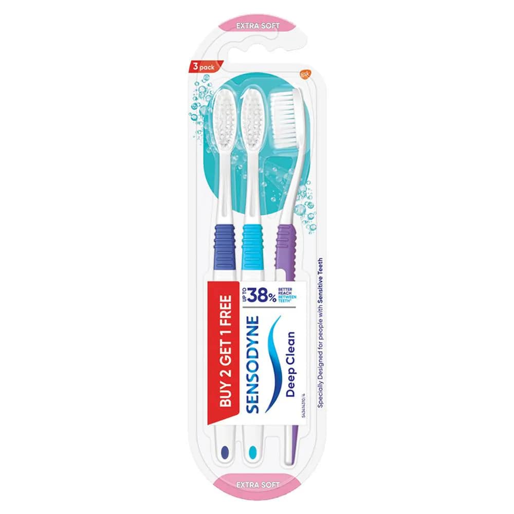 Buy Sensodyne Deep Clean Extra Soft Toothbrush, 3 Count (Buy 2 Get 1 ...