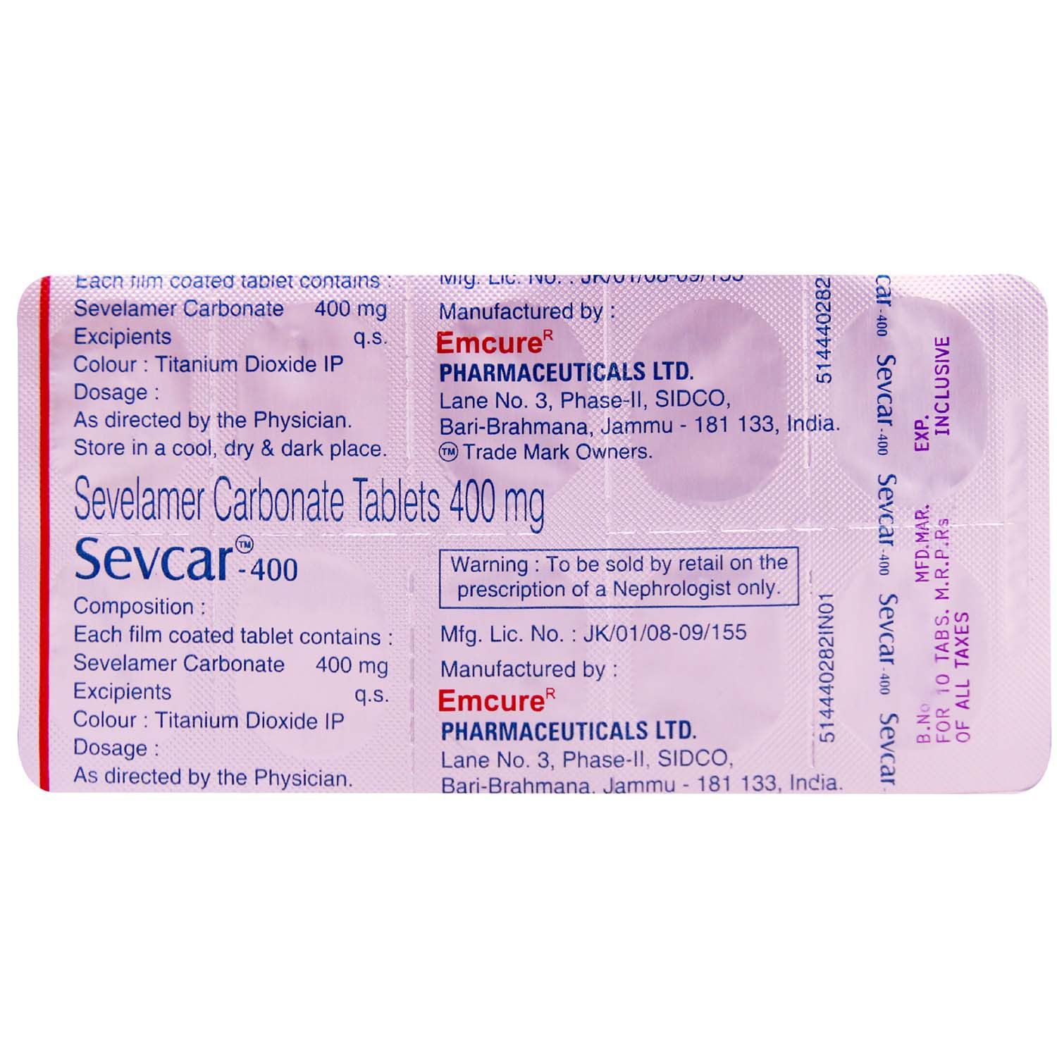 Sevcar-400 Tablet 10's Price, Uses, Side Effects, Composition - Apollo ...
