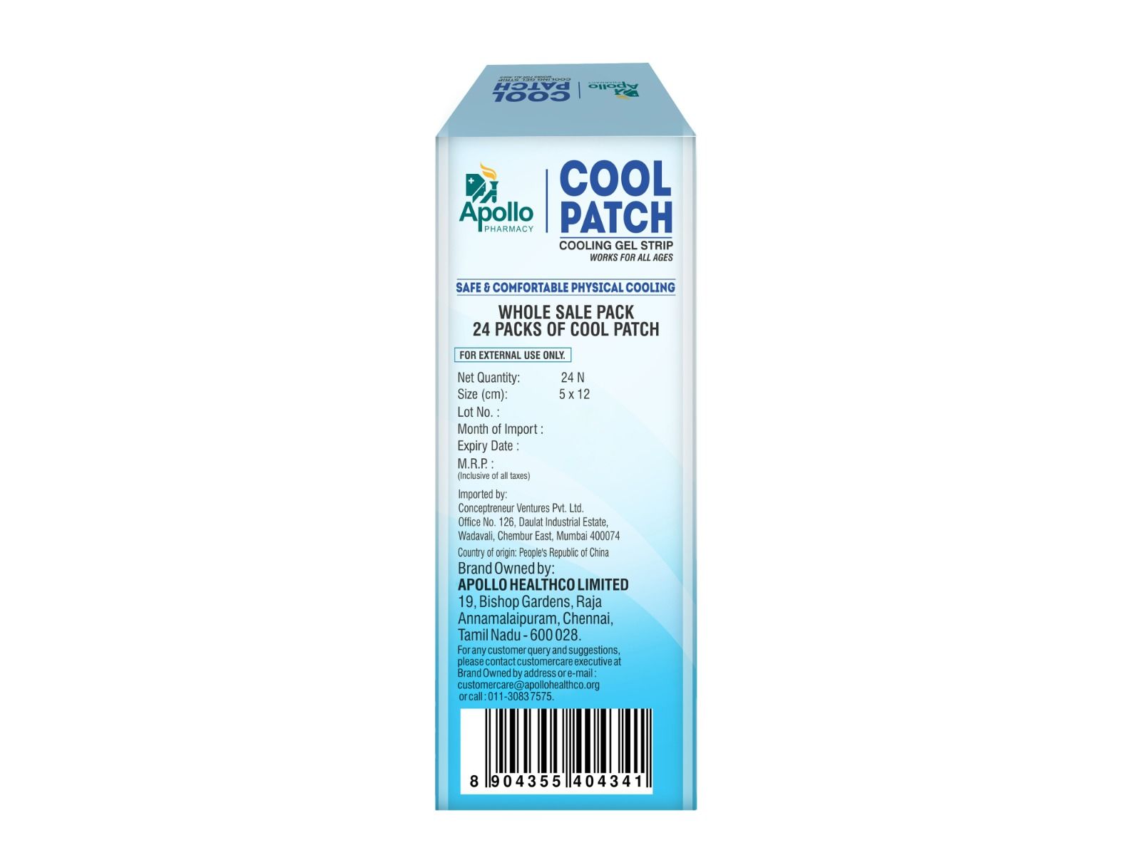 Buy Apollo Pharmacy Cool Patch Cooling Gel Strip, 1 Count | 19 Minutes ...