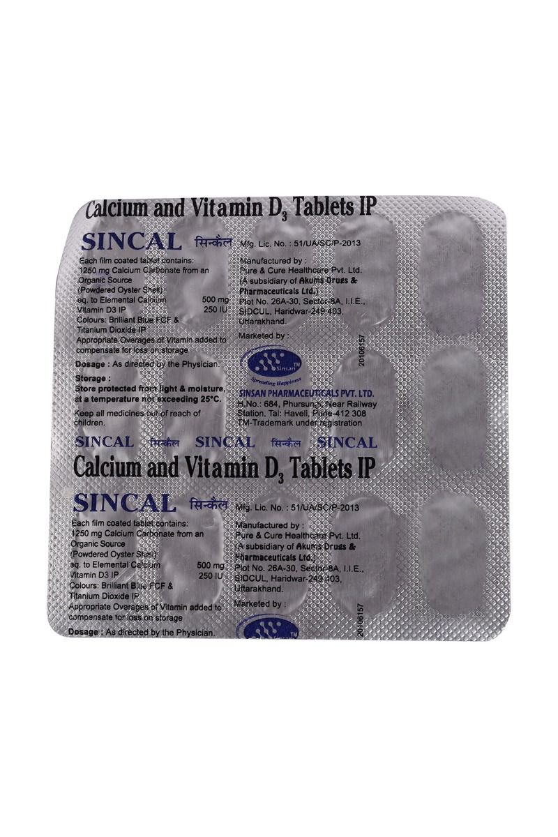 Sincal 500mg Tablet 15's Price, Uses, Side Effects, Composition ...