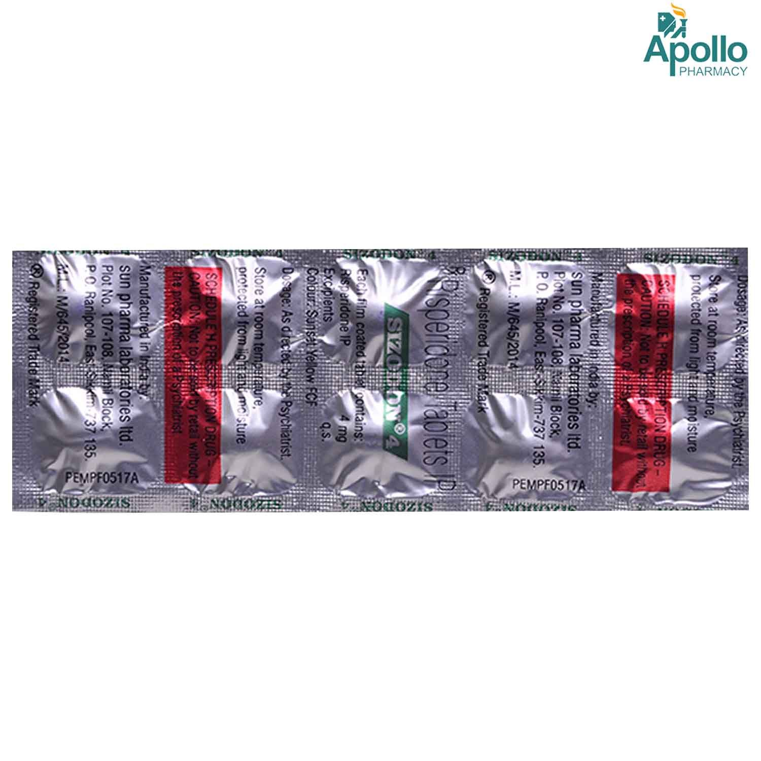 Sizodon 4 Tablet 10's Price, Uses, Side Effects, Composition - Apollo ...