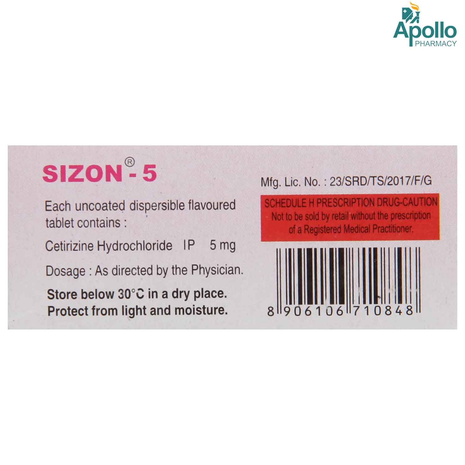 Sizon-5 Tablet 10's Price, Uses, Side Effects, Composition - Apollo ...