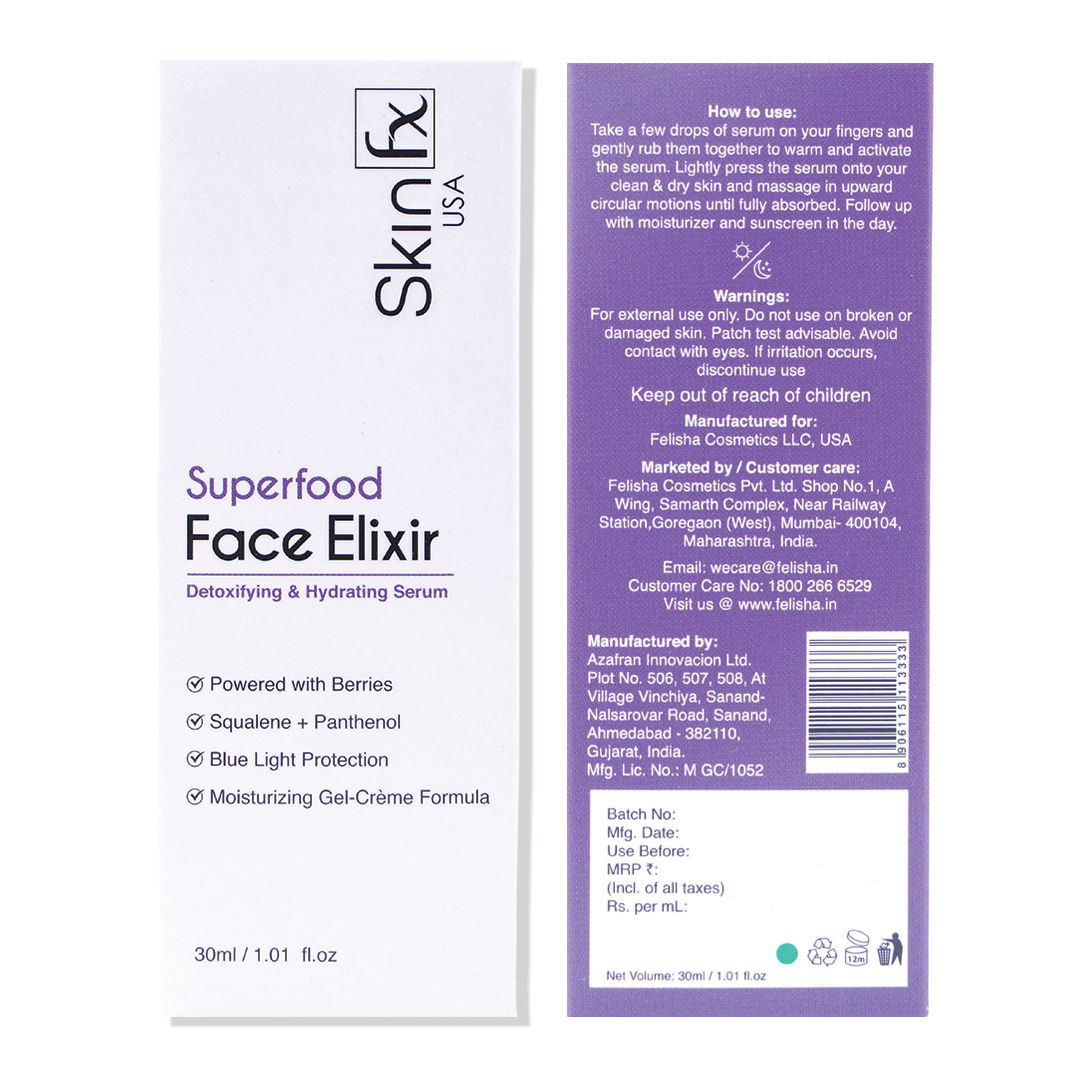 Skin Fx Face Elixir Detoxifying & Hydrating Serum, 30 ml Price, Uses ...