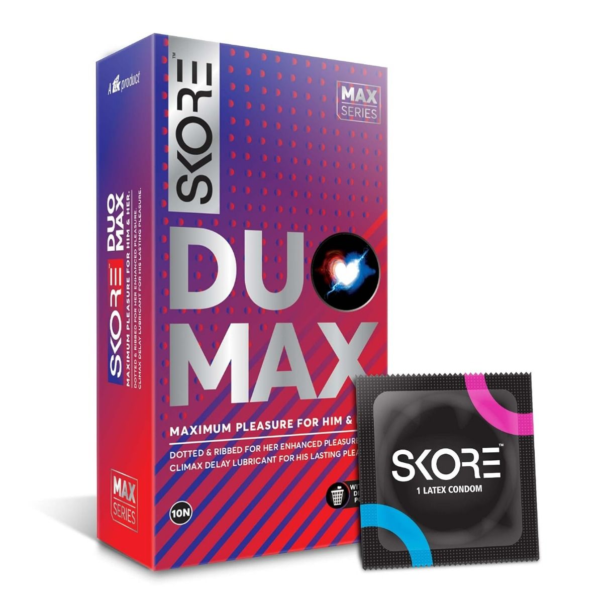 Buy Skore Duo Max Condoms, 10 Count | 19 Minutes Delivery | Apollo Pharmacy