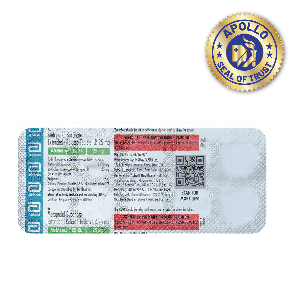 Abmetop 25 XL Tablet | Uses, Side Effects, Price | Apollo Pharmacy