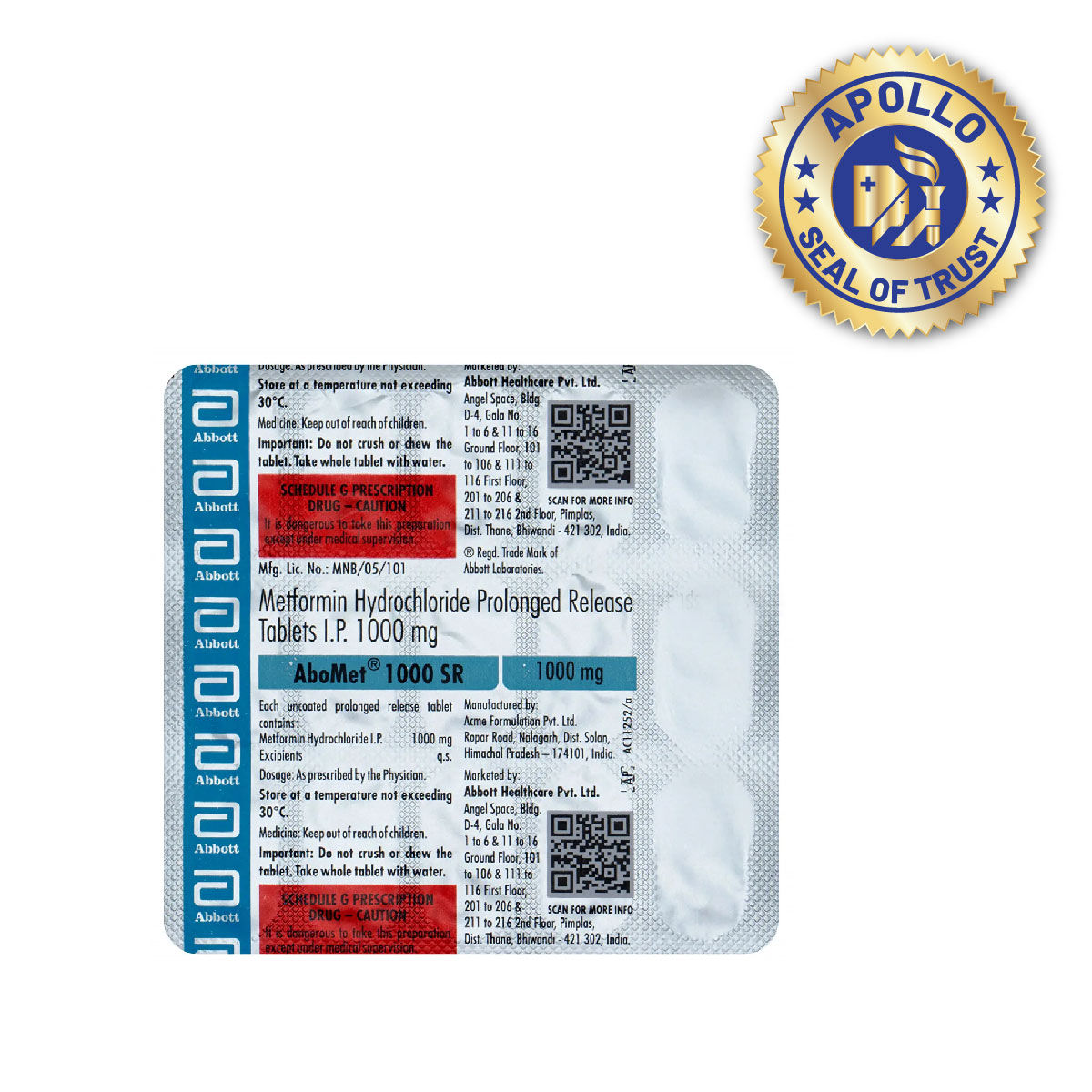 Abomet 1000 SR Tablet | Uses, Side Effects, Price | Apollo Pharmacy