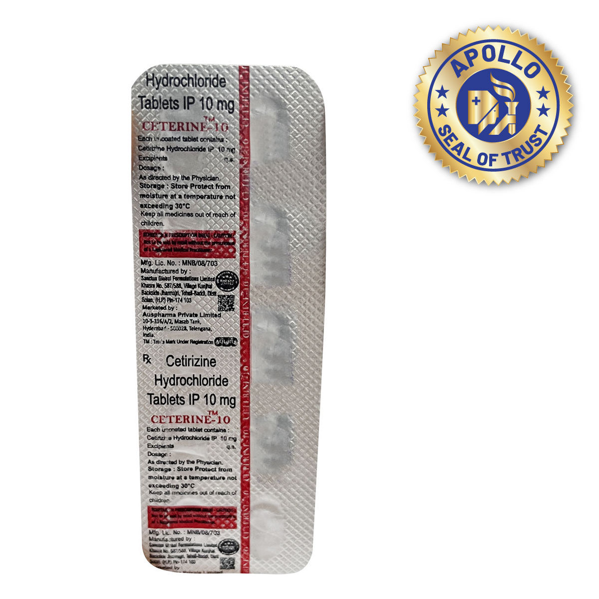 Ceterine-10 Tablet | Uses, Side Effects, Price | Apollo Pharmacy