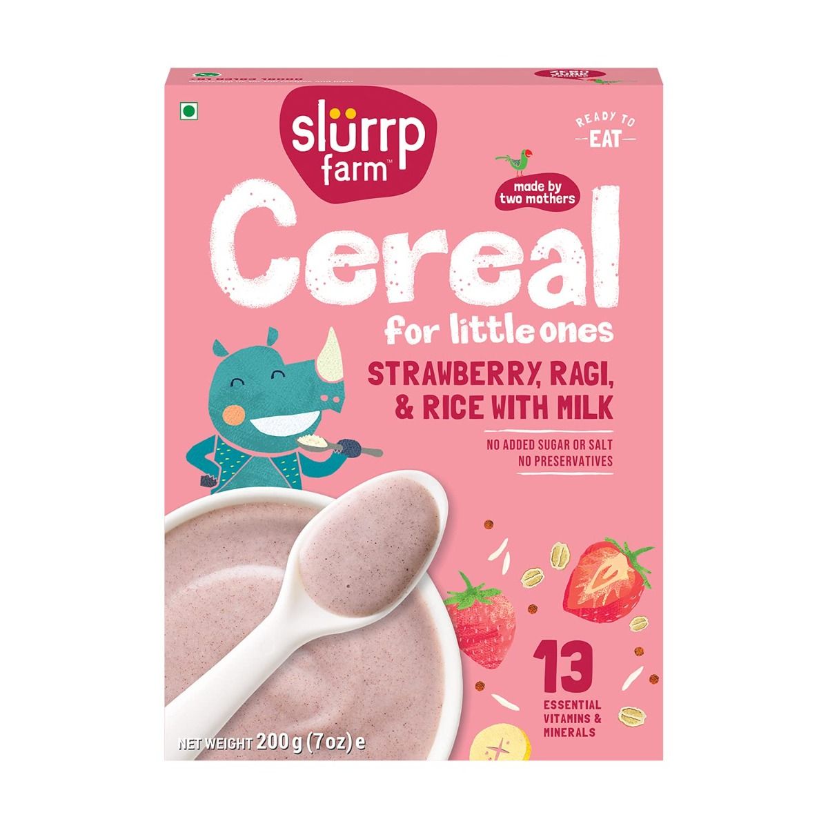 Slurrp Farm Strawberry Ragi & Rice with Milk Baby Cereal, 200 gm Price ...