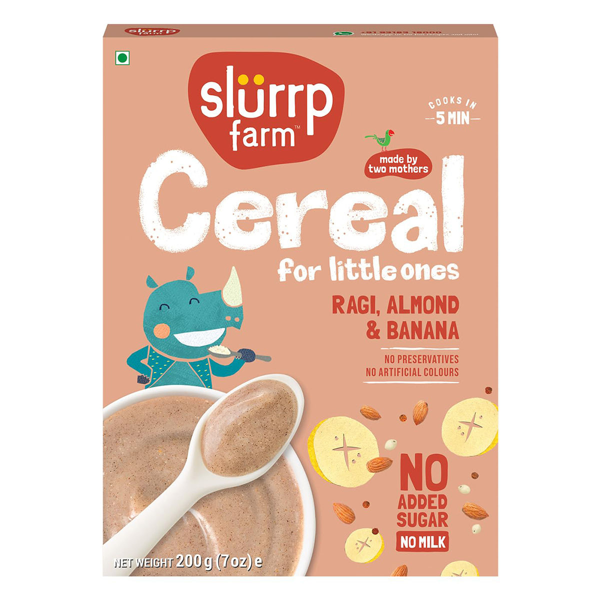 Buy Slurrp Farm Ragi, Almond & Banana Cereal, 200 gm | 19 Minutes ...