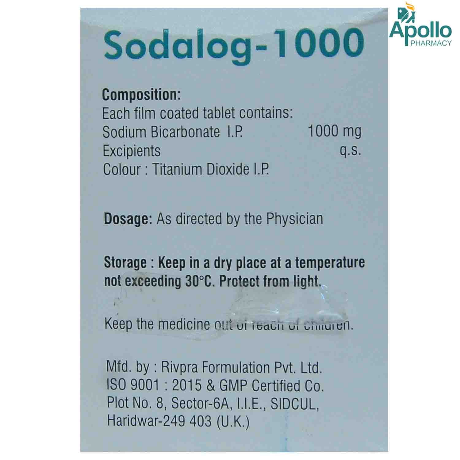 SODALOG 1000MG TABLET 10'S Price, Uses, Side Effects, Composition ...