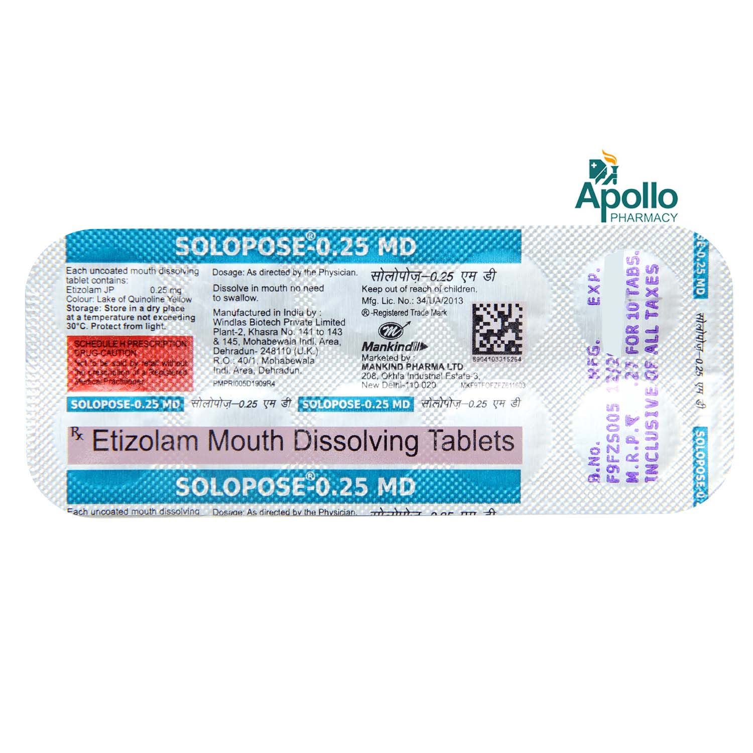 Solopose-0.25 MD Tablet 10's Price, Uses, Side Effects, Composition ...