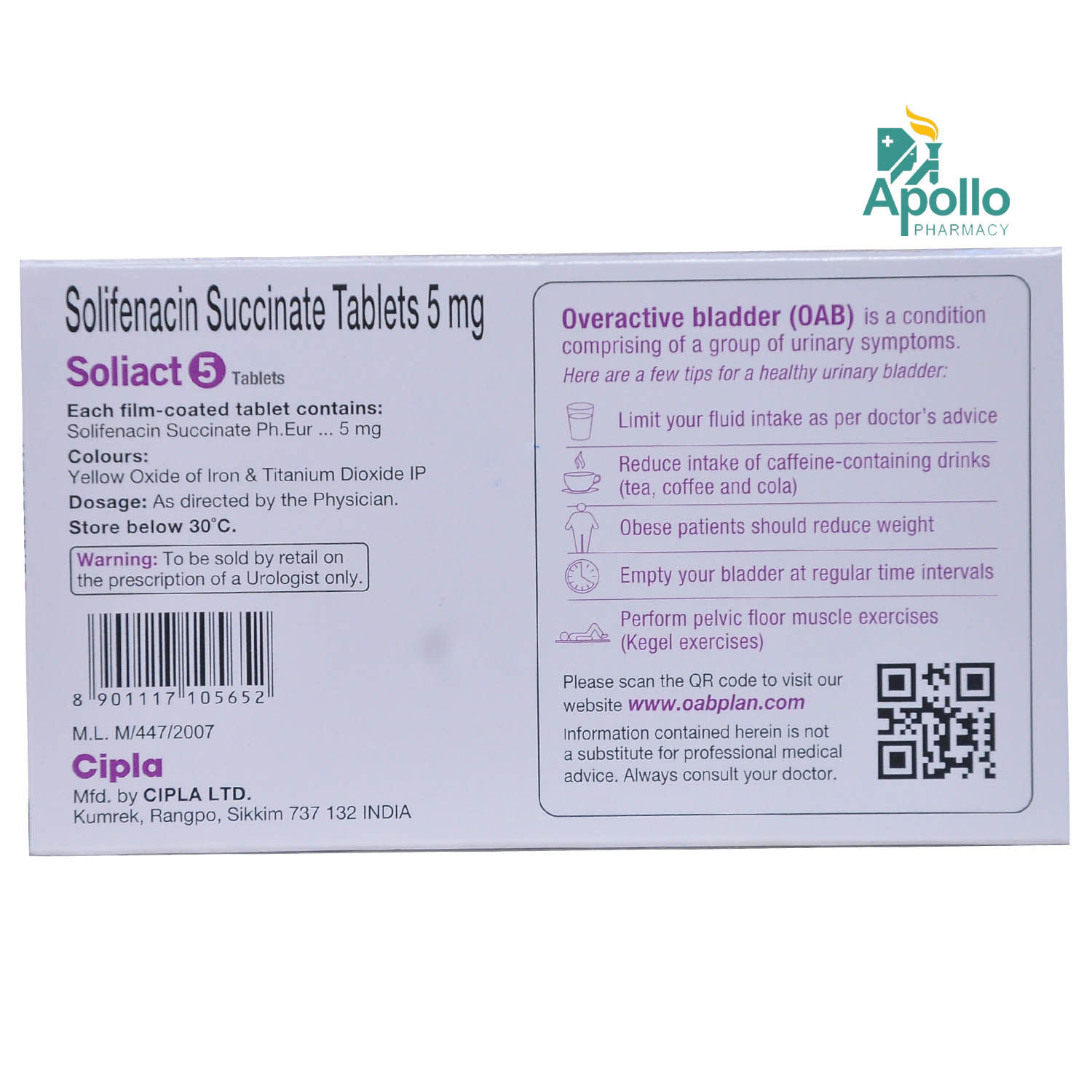 Soliact 5 Tablet 15's Price, Uses, Side Effects, Composition - Apollo ...