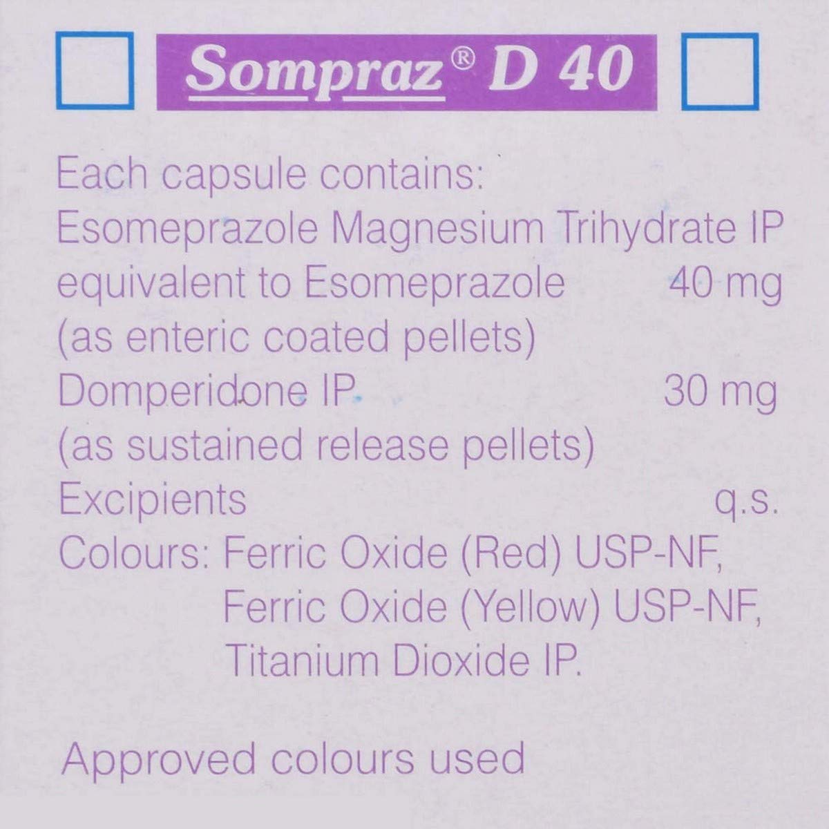 Sompraz D 40 Capsule 15's Price, Uses, Side Effects, Composition ...