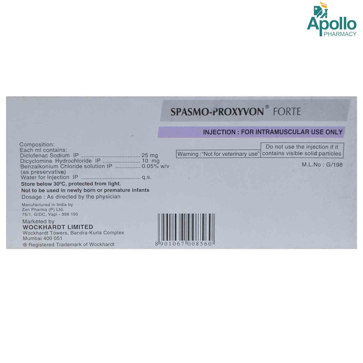 SPASMO PROXYVON FORTE INJECTION 2ML | Uses, Side Effects, Price ...