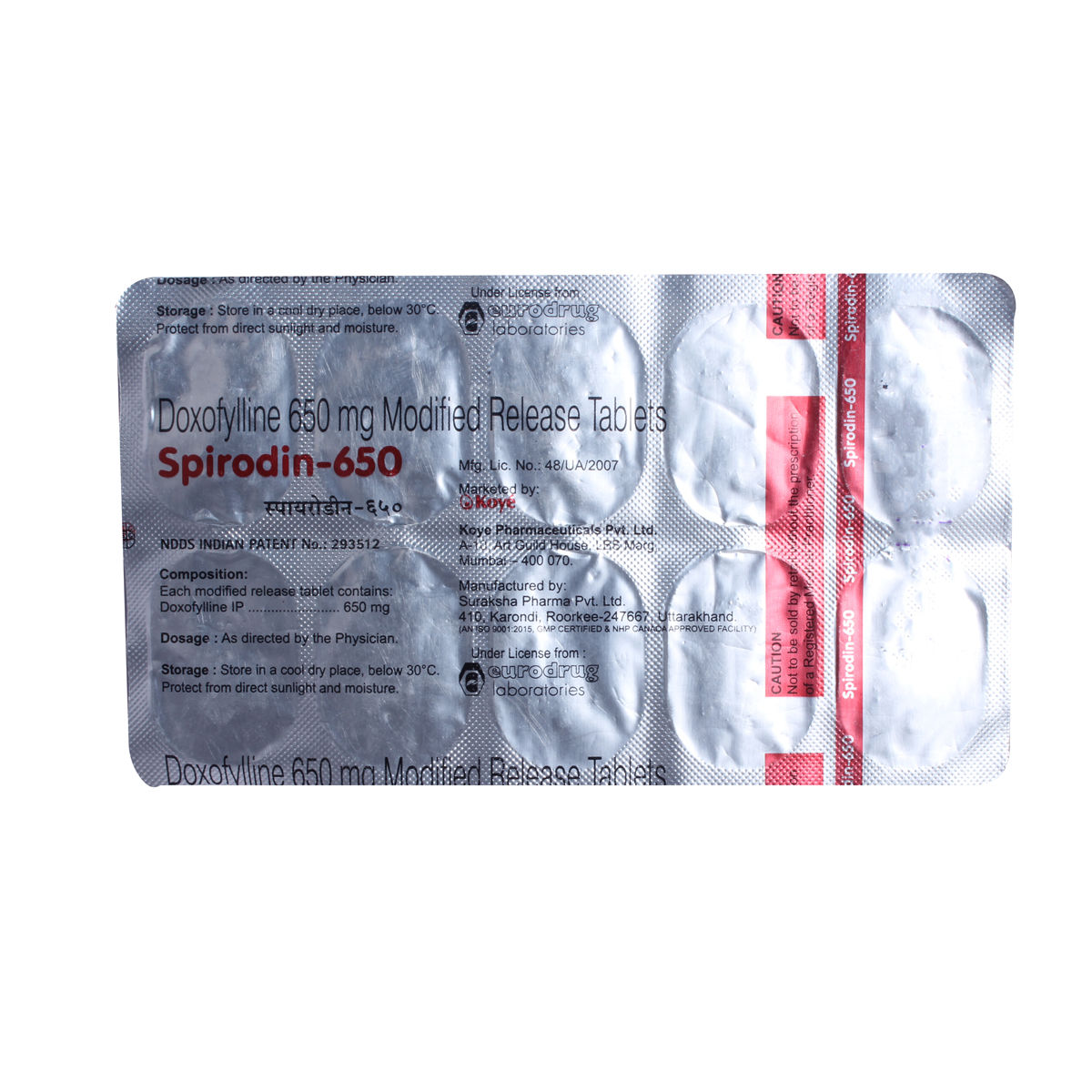 Spirodin-650 Tablet 10's Price, Uses, Side Effects, Composition ...