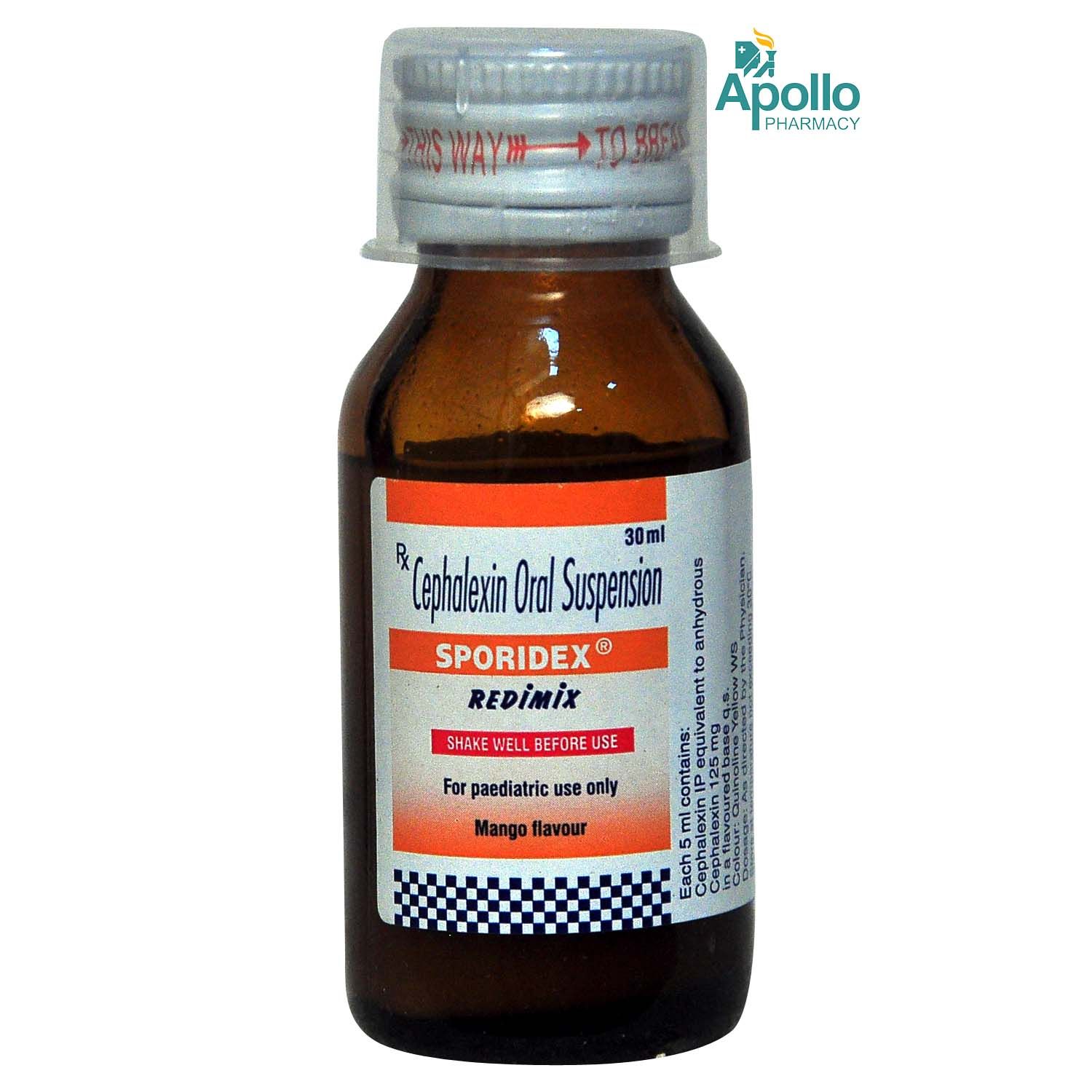 Sporidex Redimix 125 mg Mango Flavour Suspension | Uses, Side Effects ...