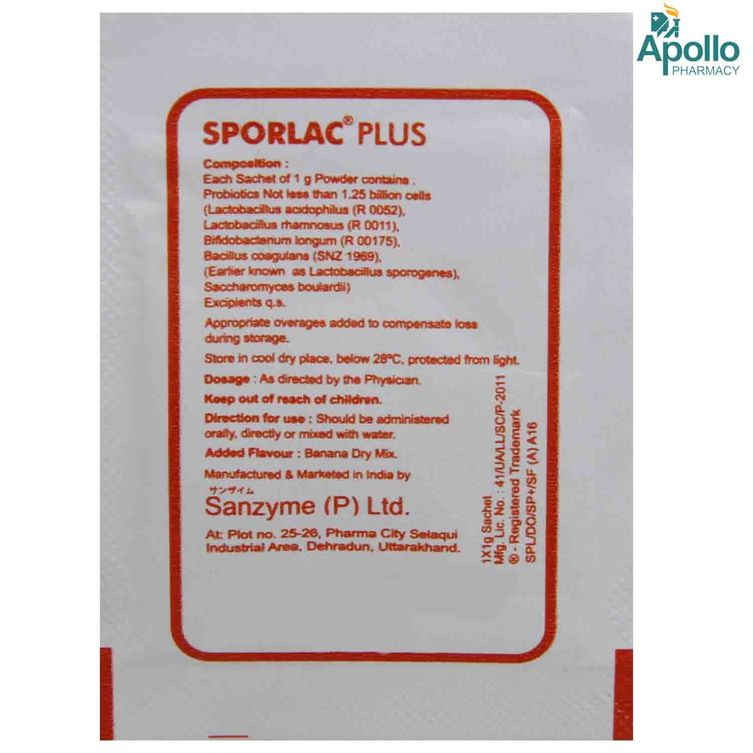 Sporlac Plus Sachet 1 gm Price, Uses, Side Effects, Composition ...