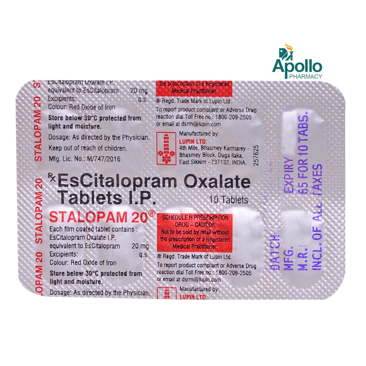 Stalopam 20 Tablet 10's Price, Uses, Side Effects, Composition - Apollo ...