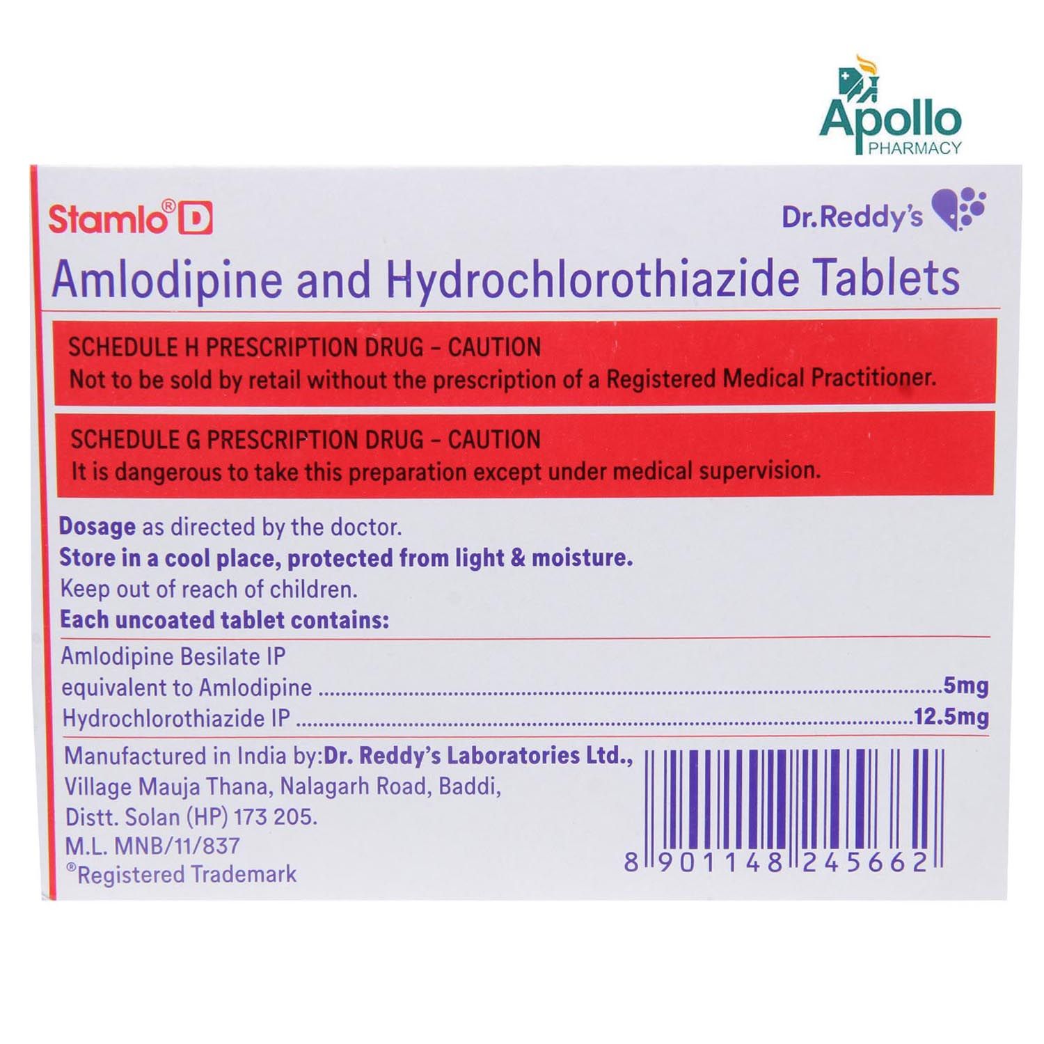Stamlo D Tablet 15's Price, Uses, Side Effects, Composition - Apollo ...