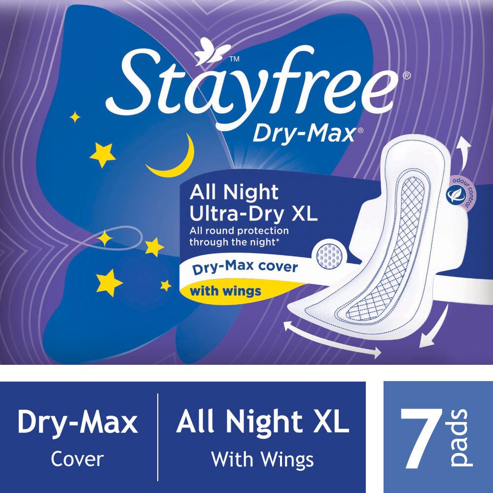 Stayfree Dry-Max All Night Ultra-Dry Pads With Wings XL, 7 Count Price ...