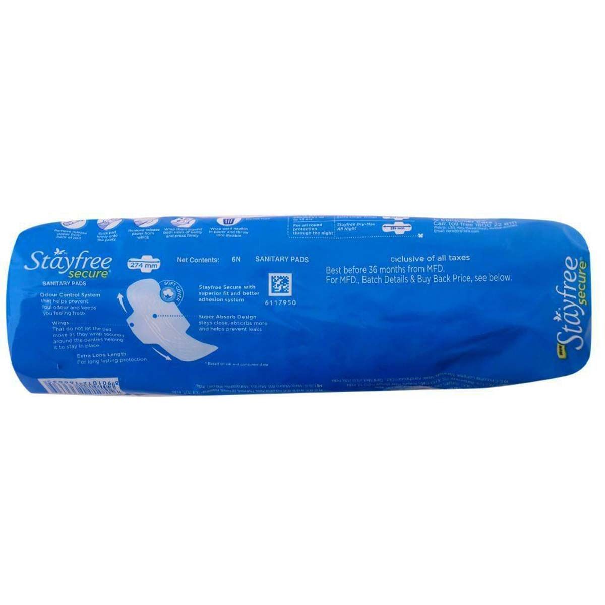 Stayfree Secure Dry Pads with Wings XL, 6 Count Price, Uses, Side ...